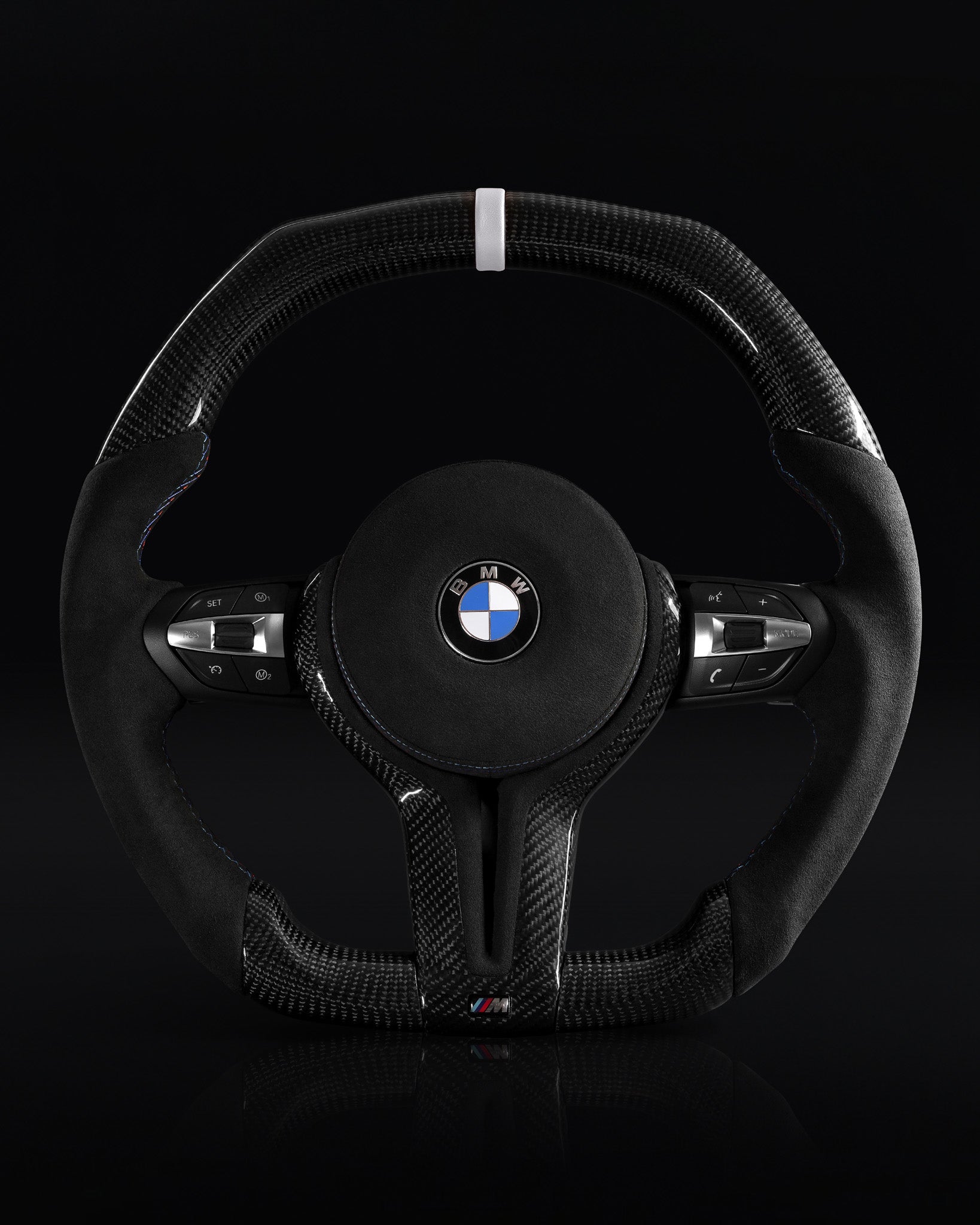 BMW Alcantara Flat Bottom Midnight Frost Gloss Carbon Fiber Steering Wheel for F Chassis ...