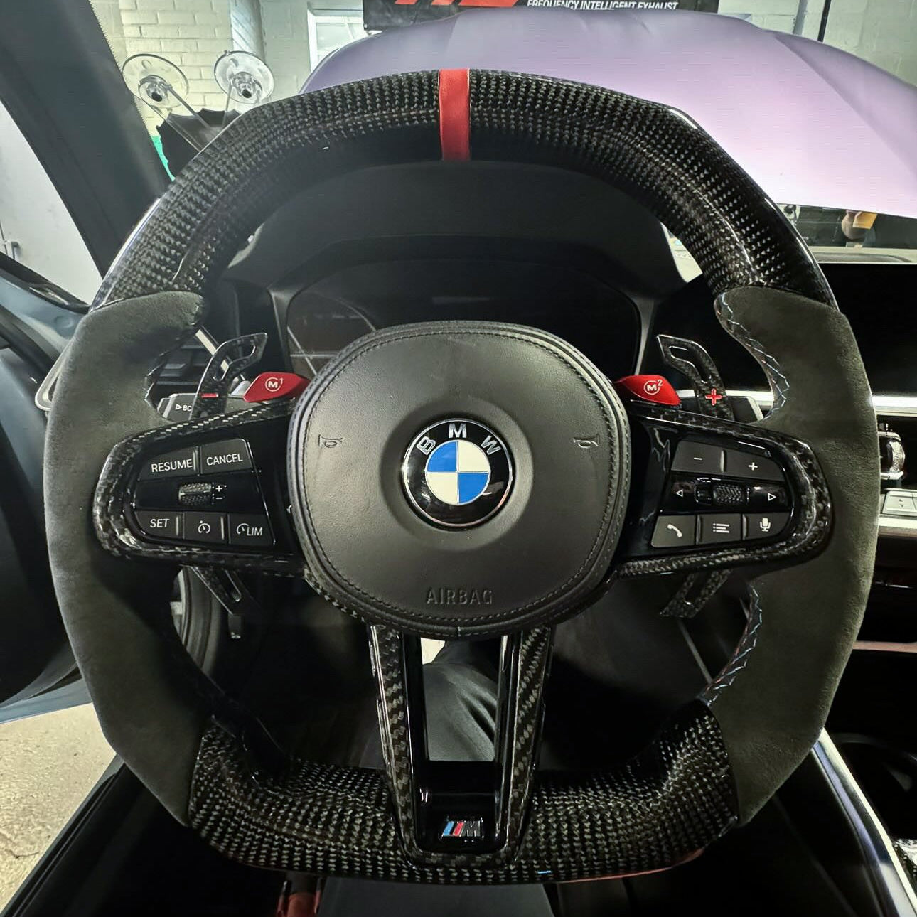 BMW Carbon Fiber & Alcantara Flat Bottom LCI Steering Wheel for G/F Ch