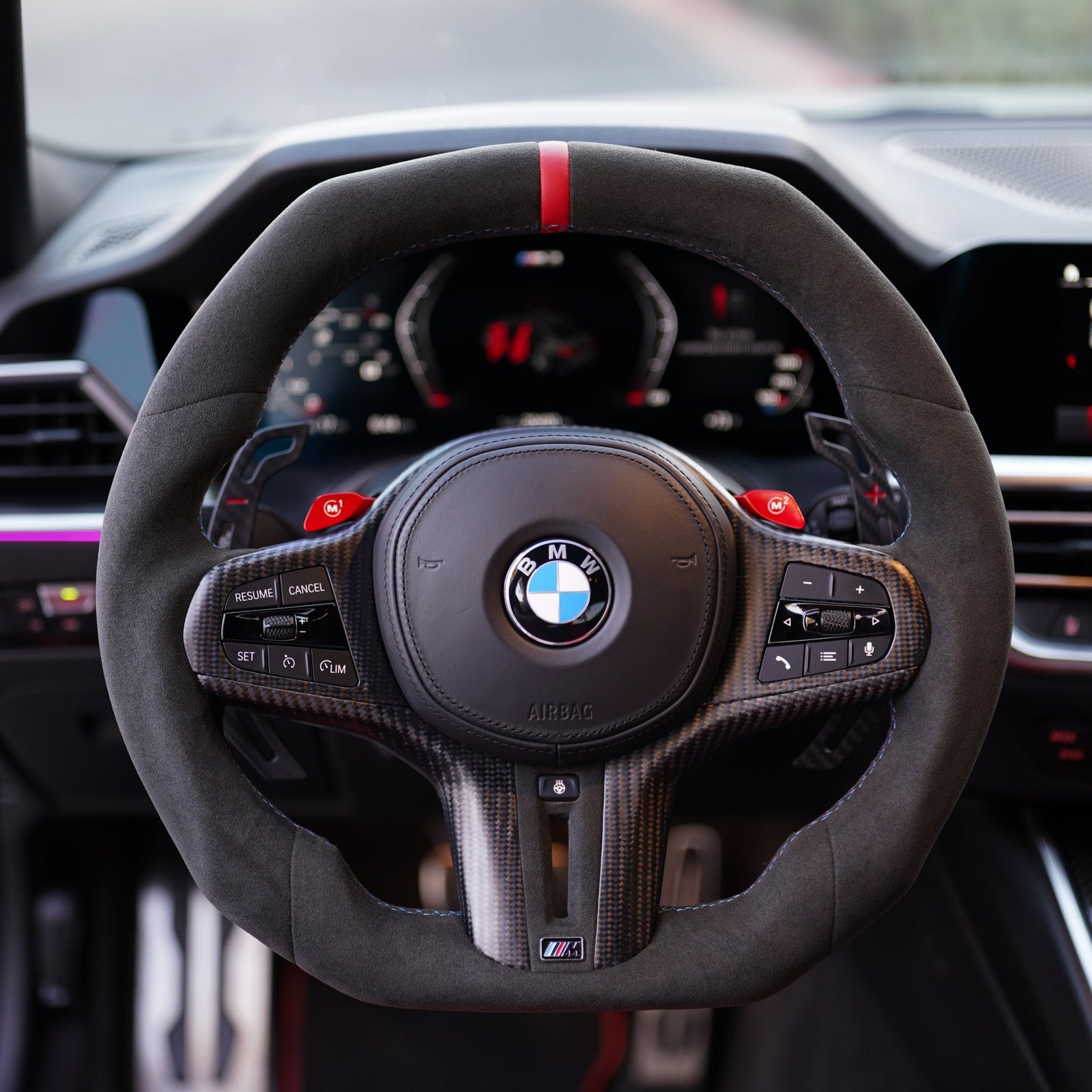 BMW Full Alcantara Flat Bottom Steering Wheel for G F Chassis Carbone Signature Design for G20 G30 G80 G82 G87 M2 M3 M4 M2 M340i BMW x Series X3M